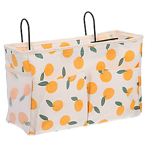 ARTIBETTER Fruit Hanging Basket Orange Bedside Cotton Linen Hanging Storage Bag Bed Storage Pocket Organizer Pouch Diaper Stacker for Bed Crib Craddle Baby Clothes Organizer Storage Bed Frame
