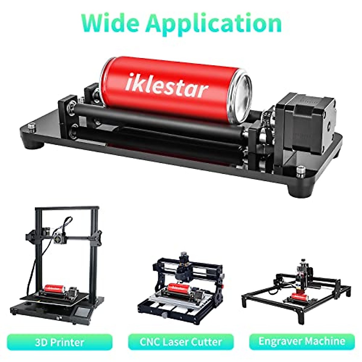 Laser Rotary Attachment for Laser Engraver, CNC Rotary Axis for 360°Engraving Cylindrical Object, Diameter Adjustable, Compatible with CNC Router 3018 and Most Laser Engraving Machine