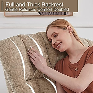 Dreamsir Oversized Rocker Recliner Chair for Adults, 360° Swivel Recliner Chair Ergonomic Chair, Overstuffed Manual Rocking Recliner for Living Room, Theater Seating Single Sofa Chairs(Sandy)