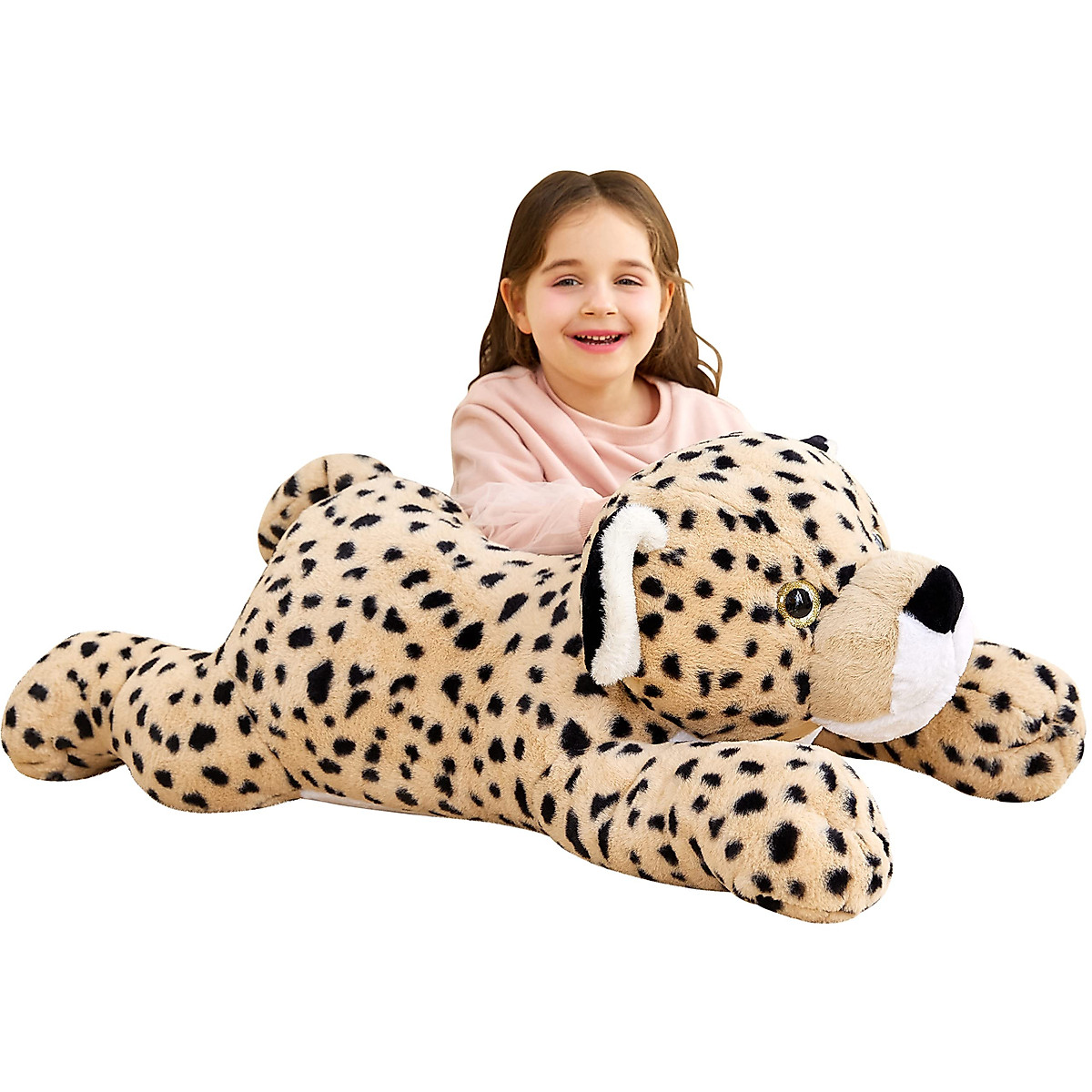IKASA Giant Cheetah Stuffed Animal Plush Toy,Large Leopard Cute Jumbo Soft Toys,Huge Big Size Plushy Plushie,Gifts for Kids (Brown, 30 inches)