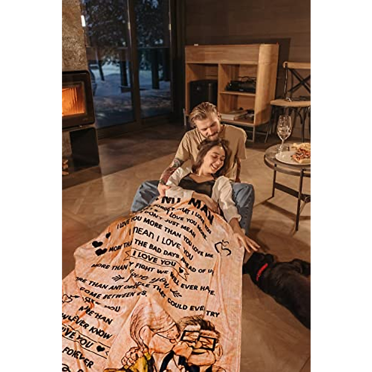 BLAMEZI Gift to My Man Fleece Blanket,Personalized Bed Flannel Throw Blanket, Father's Day Wedding Anniversary for Husband Dad (60“X50, to My Man)