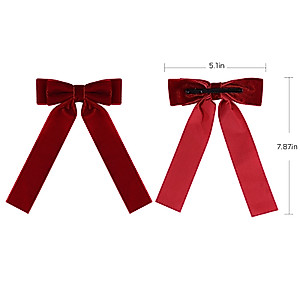 2PCS Handmade Velvet Bow Hair Clips, Headbands for Women Girls, Elegant Hair Ties Hair Styling Accessories, Hair Band Set, Gifts for Mom, Yoga Outdoor Headdress Decor, Red
