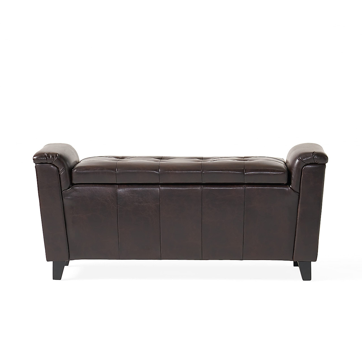 Christopher Knight Home Alden Armed PU Storage Bench, Brown, 17. 50D x 45. 50W x 20.75H