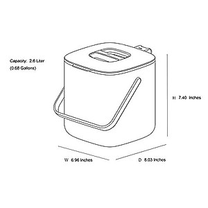 Litem Food Waste Basket Bin – a countertop Bucket with Extra Long Handles for Your conveniences 0.68 Gallons (2.6L) (Dark Gray)