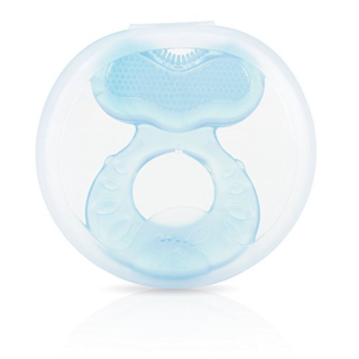 Nuby Silicone Teethe-eez Teether with Bristles, Includes Hygienic Case, Blue