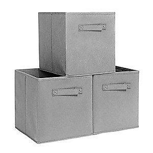Storage Box Storage Bins 3 Pack Storage Cube Basket Bins Cloth Folding Box Closet Drawers Container Dresser Basket Organizer Shelf Collapsible for Underwear Sock Bra Tight Kids Toy (Gray)
