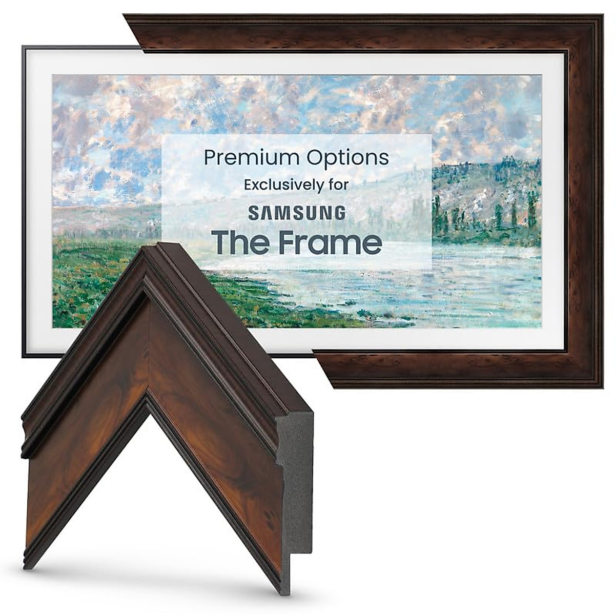 Frame My TV Deco TV Frames - Burlwood Smart Frame Compatible ONLY with Samsung The Frame TV (75", Fits 2021-2025 Frame TV)