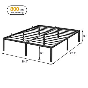 GAOMON 14 Inch Full Bed Frame with Storage,Noise-Free,Metal Platform Full Bed Frame No Box Spring Needed Steel Slat Support Easy Assembly