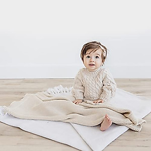 Natemia Knitted Baby Receiving Blanket, Ultra Soft Organic Cotton 30”x 40” Stroller and Nap Time Toddler Blanket
