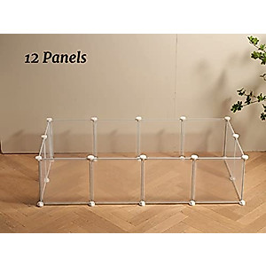 LURIVA Transparent Clear Small Animal Playpen, Guinea Pig Cages, Puppy Dog Pet Rabbit Bunny Indoor Outdoor Fence Pen Enclosure, White Plastic Playpen,12 X 12 Inch, Panels