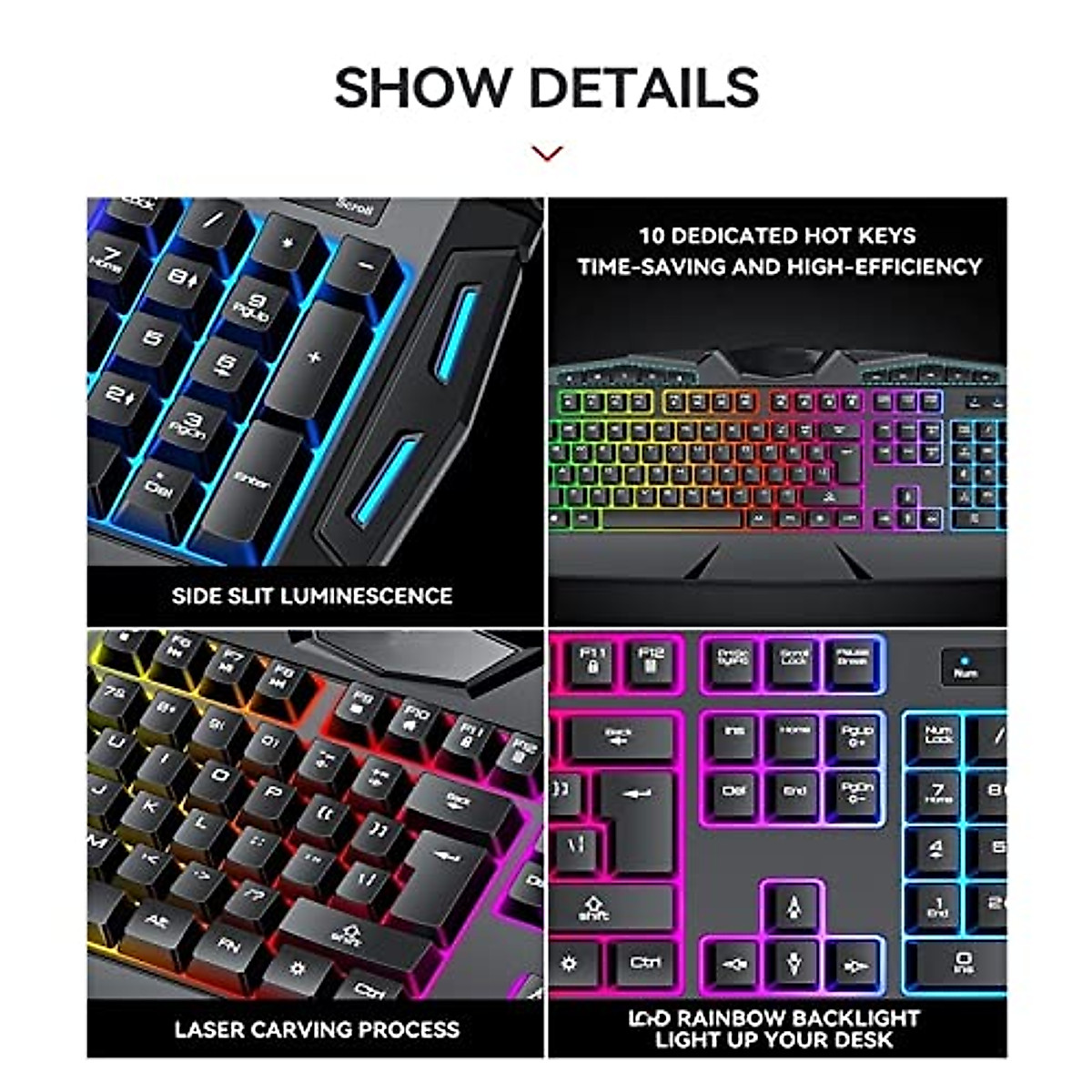 Computers & Accessories Gaming Keyboard Mouse Multimedia Office Mechanical Large Keyboard and Mouse Set Boards