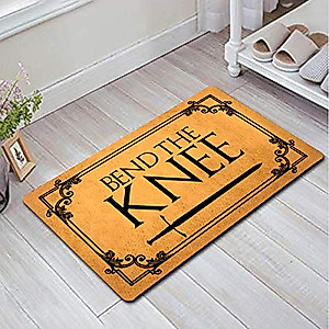 GXFC Welcome Mat with Rubber Back Bend The Knee Humorous Quote Door Rugs Game of Thrones Funny Doormat for Entrance Way Monogram Mats for Front Door Mat No Slip Kitchen Rugs and Mats 30"(L) x 18"(W)