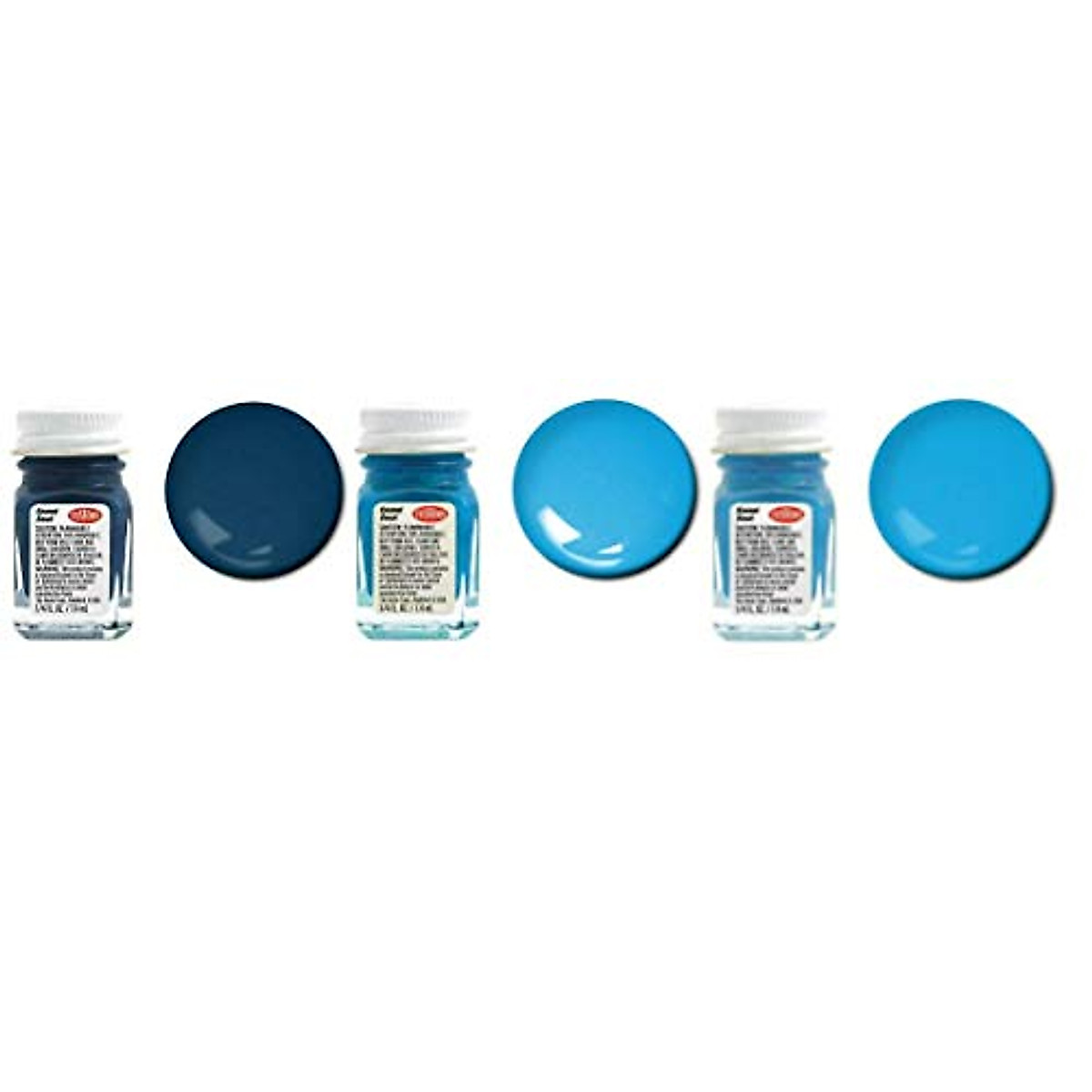 Testors Blue Enamel Paint Variety, Blue, Dark Blue, Metal Flake Blue, Sea Blue, Light Blue, Sky Blue, Artic Blue Metallic, Blue Fluorescent, Turquoise, Teal, and Thinner 1/4 oz (Pack of 11) - with MYD Paint Brushes