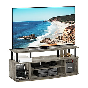 Furinno Jaya Large Entertainment Center Hold up to 55-in TV, Inch, French Oak/Black