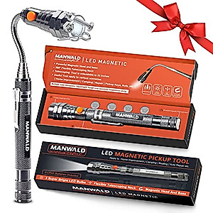 Gifts for Men Telescoping Flexible Magnetic Pickup Tool With 3 Super Bright Led Lights, Gifts for Dad, Father, Husband, Handy Men or Women, Birthday Gifts Idea, 1 Pack