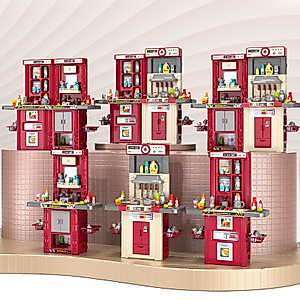 TEMI Pink Kitchen Playset for Kids Ages 4-8 - Toddler Toys for Indoor & Outdoor Play, Kitchen Set for Girls & Boys