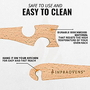 Wooden Oven Rack Puller Stick, Push Pull Tool with Longer Handle Ideal for Kitchen Oven, Toaster Oven, Air Fryer, Convection Oven and Small Kitchen Appliances by INFRAOVENS