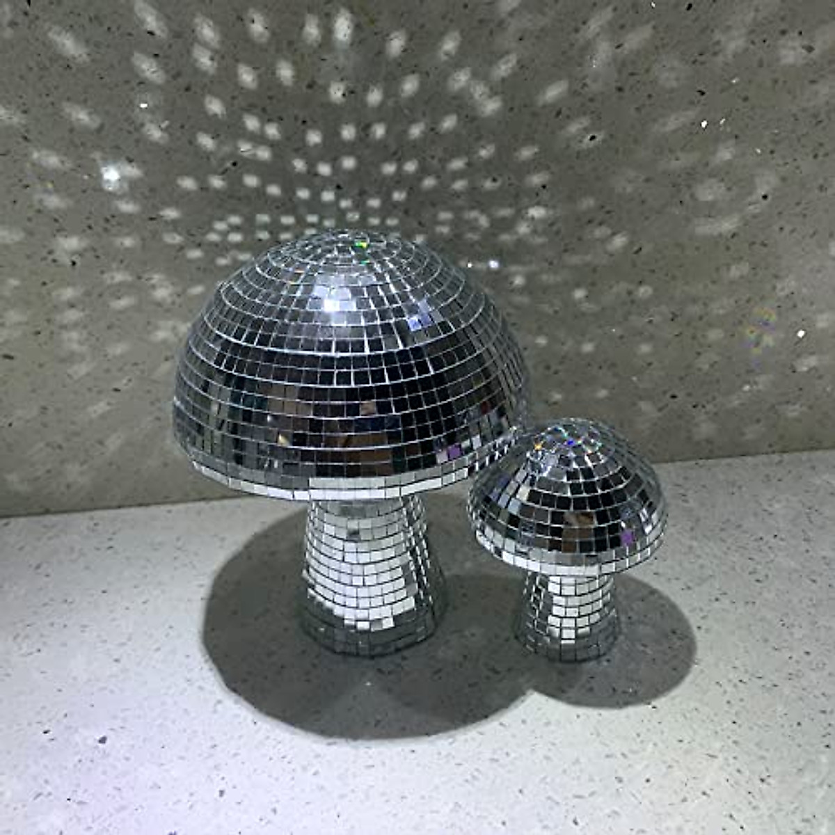 Mxkoso Mushroom Disco Ball for bar, Party, Room, Table Decor - Mirror Disco Ball Mushroom Shape Home Art Decorations (Silver 4 inch)