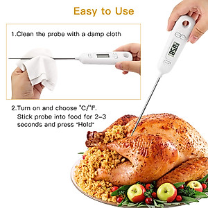 Regetek Instant Read Meat Thermometer Digital LCD Cooking with Long Probe Food Cooking Thermometer for Grill Oven BBQ Smoker Food Thermometer