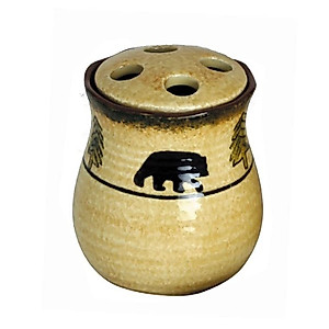Paseo Road by HiEnd Accents | Rustic Bear 4 Piece Ceramic Bathroom Set with Soap Lotion Dispenser, Tumbler, Toothbrush Holder, Soap Dish, Rustic Cabin Lodge Style