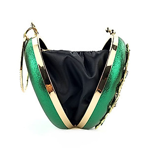YLLWH Green Clutch Bag Women Round Clutch Purse Evening Bag Crystal Wedding Purse and Handbag Exquisite Chain Shoulder Bag