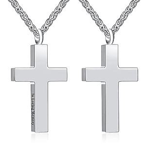 E&A Cross Cremation Jewelry for Ashes, Urn Necklace for Ashes, Customized Memorial Ash Necklace, Ashes Stainless Steel Pendant, Keepsake Jewelry for Men Women