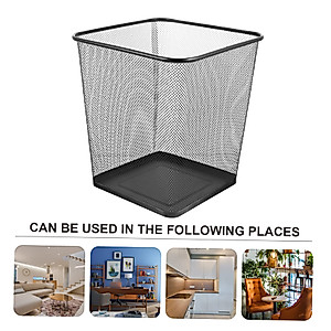 Cabilock Garbage Can Containers with Lids Garbage Container Bin Trashcan for Your Kitchen Basket Bins Lightweight Trash Garbage Bin Bedroom Mesh Trash Can Small Trash Can Bucket Black Iron