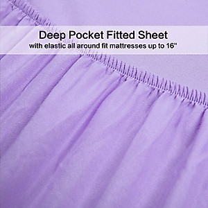 4 Piece Bed Sheet Set (Full,Lavender) 1 Flat Sheet,1 Fitted Sheet and 2 Pillow Cases,Brushed Microfiber Luxury Bedding with Deep Pockets
