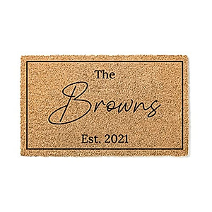Modern Script Housewarming Gift | Wedding Gift | Custom Doormat | Premium Quality, Thick 100% Coir Coconut Husk Front & Made in the USA - Doormat