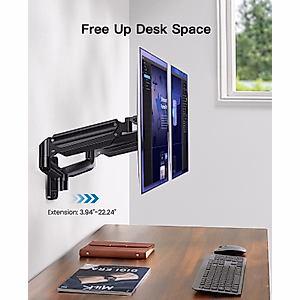 HUANUO Dual Monitor Wall Mount for 17 to 32 Inch Screen, Wall Mount Monitor Arm for 2 Monitors, Each Holds Up to 17.6lbs, Full Motion Wall Monitor Mount with Tilt Rotate Swivel, VESA 75x75 or 100x100