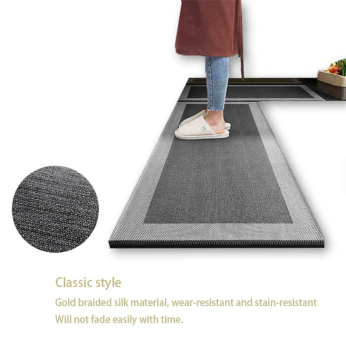 Kitchen Mat and Rugs Cushioned Kitchen mats,Non-Skid Waterproof Kitchen Rugs and Mats,Water and oil resistant washable and wipeable ，Ergonomic Comfort Standing Mat for Kitchen