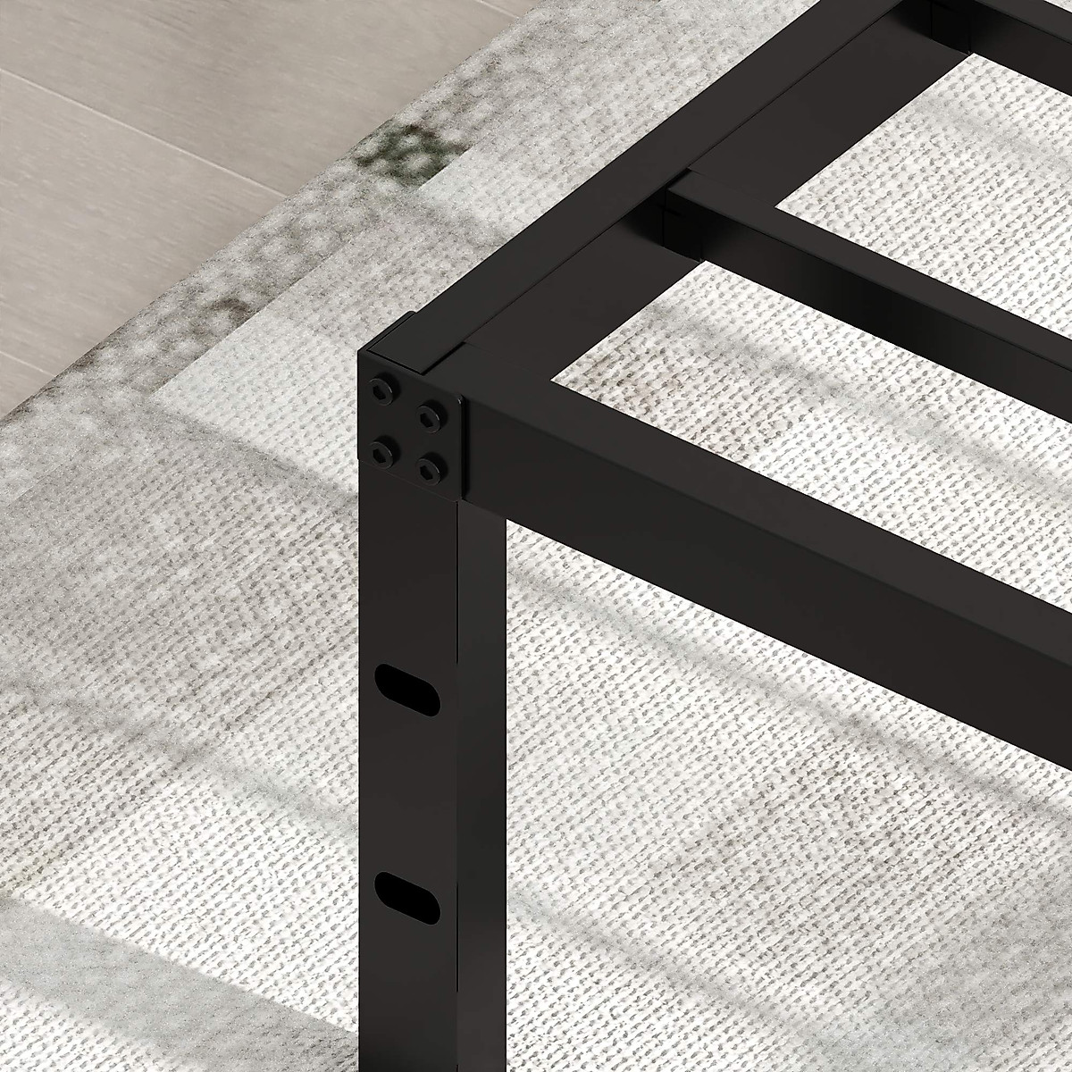 yookare 14 Inch Tall 3500lbs Heavy Duty Metal Bed Frame/with Storage/Mattress Foundation/Steel Slats Platform/Noise Free/No Box Spring Needed,Cal King