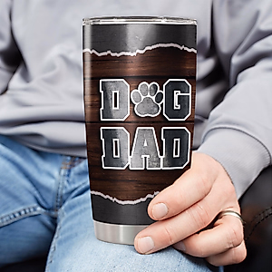 Personalized Dog Dad Tumbler Custom Photo Travel Coffee Mug Insulated Cup with Lids Stainless Steel 20 30 Oz Gifts for Men Dads from Best Pet Lovers Fathers Day
