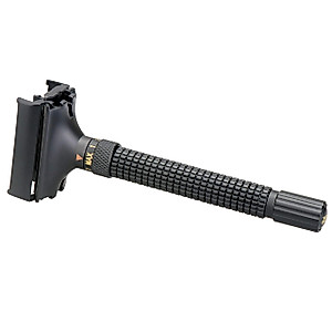 WEISHI Butterfly Open Double Edge Safety Razor Nostalgic Adjustable Matte Black