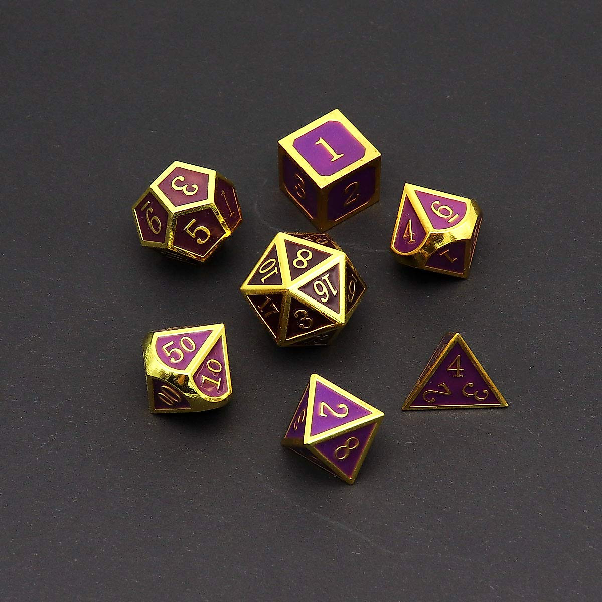 Haxtec Color Changing Metal DND Dice Set W/Gift Leather Dice Bag Temeprature Polyhedral D&D Dices for RPG Dungeons and Dragons-Gold Black Purple Shift
