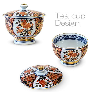 RAO3Z Arita Ware Gorgeous Golden Bootis and Hands, Extra Fine Old Imari Pump Set of 5 Teacups