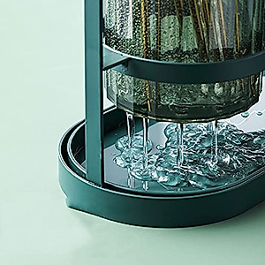 BAFAFA Kitchen Utensil Holder Household Wrought Iron Double Tube Large Capacity Drain Rack Kitchen Chopsticks Storage Rack Racks (Color : Dark Green)