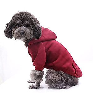 Dog Hoodie with Pocket Pet Warm Sweater for Winter Small Medium Dogs Puppy Coat Red XS