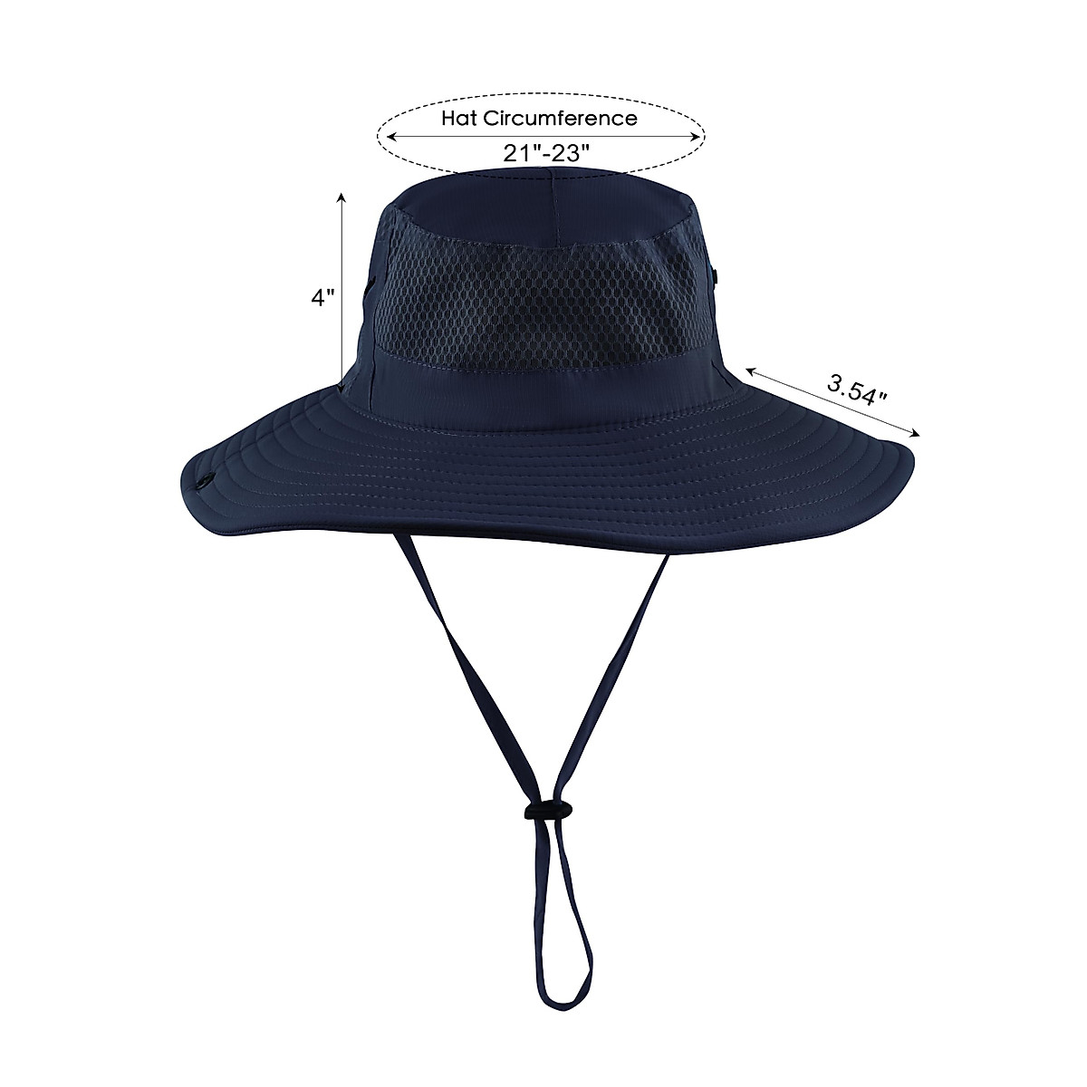 Mukeyo Womens Ponytail Sun Hat Wide Brim Mesh Bucket Hat UV UPF50 Protection Hat Foldable Summer Travel Beach Fishing Hats Navy Blue