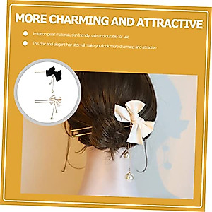 Girl Hair Accessories 2pcs Bow Hairpin Hair Accessories for Women Wedding Bun Hair Forks Peals Tassel Hair Fork Antique Hairpin Miss Imitation Pearls Hair Chopsticks