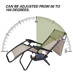 Vosson Folding&Adjustable Zero Gravity Lounge Chair 2 Pack Zero Gravity Chair for Patio Beach Outdoor Camping Pool Yard with Pillow&Canopy Shade&Cup Holder Tray(Tan)