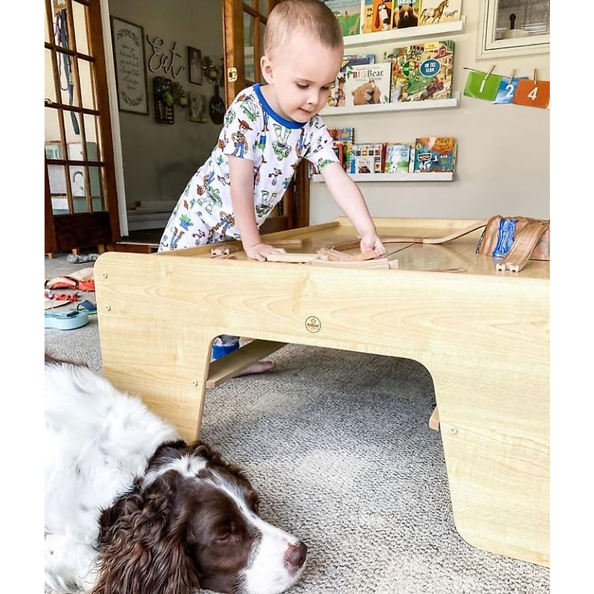 KidKraft 17850 Waterfall Mountain Wooden Train Set & Table with 120 Pieces, 3 Storage Bins