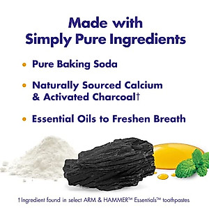 ARM & HAMMER Essentials Whiten & Strengthen Fluoride Toothpaste-4 Pack of 4.3oz Tubes, Fresh Mint- 100% Natural Baking Soda- Fluoride Toothpaste