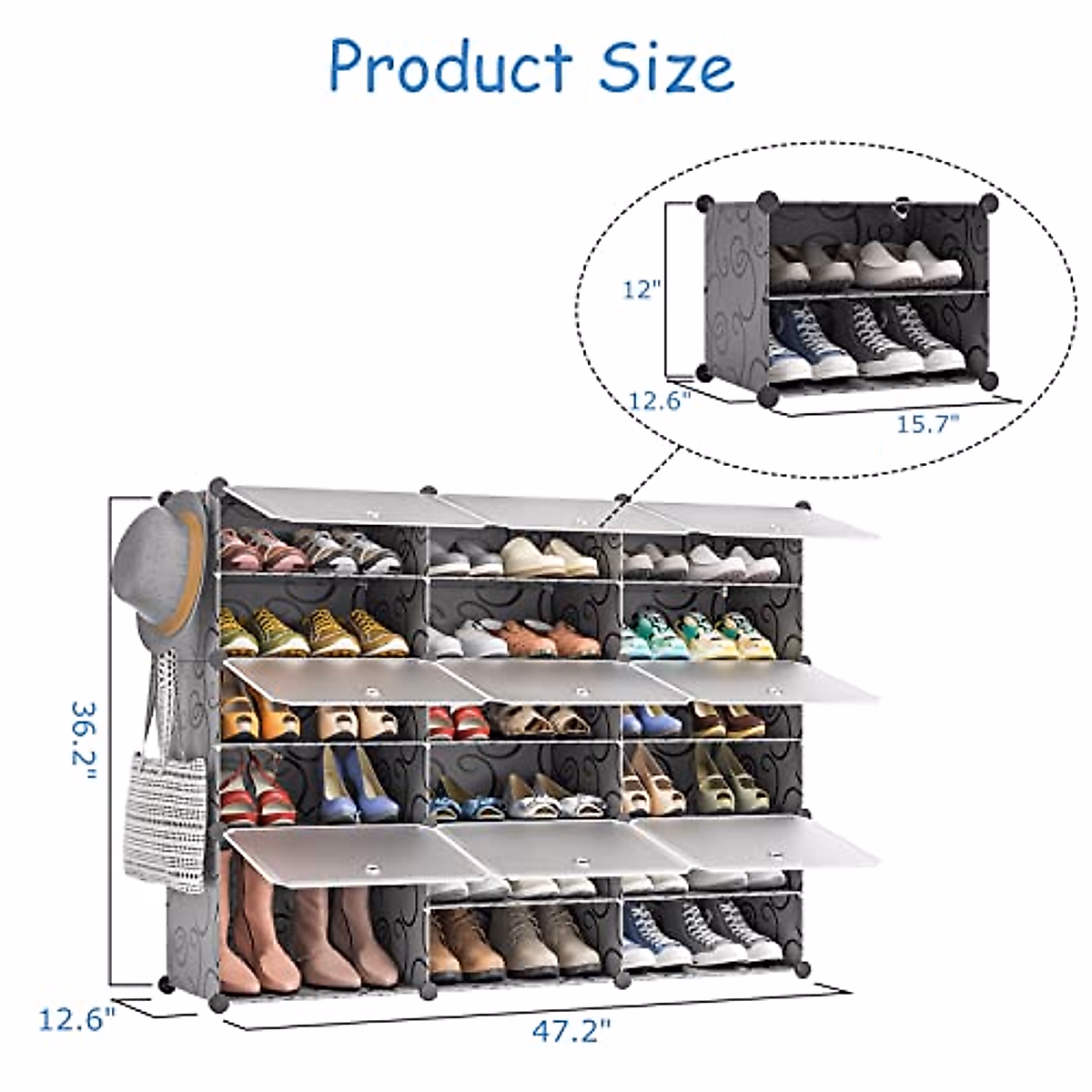 Shoe Rack, 6 Tier Shoe Rack Organizer 32 Pairs Shoe Cabinet Shoe Organizer for Closet Shoe Storage Cabinet Zapateras Organizer for Shoes, Shoe Rack for Closet for Entryway, Bedroom and Hallway, Black