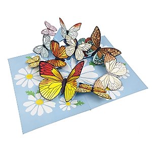 Gorgeous Butterflies,3D Pop Up Greeting Card For All Occasions,Love, Birthday, Christmas, Mother's Day, Good Luck, Congrats, Get Well,Message Note for Personalized,Thick Envelope, Fold Flat