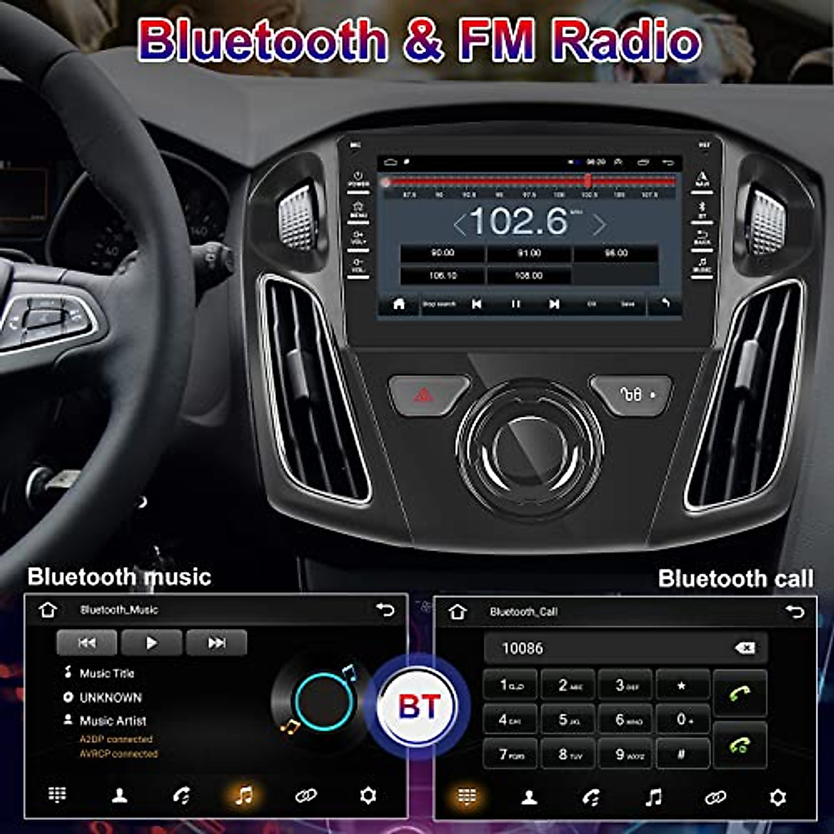 Android Car Stereo Radio for Ford Focus 2012 2013 2014 2015 2016 2017, 8 Inch Touch Screen GPS Head Unit Support Navigation WiFi Bluetooth Mirror Link FM Radio SWC + AHD Backup Camera