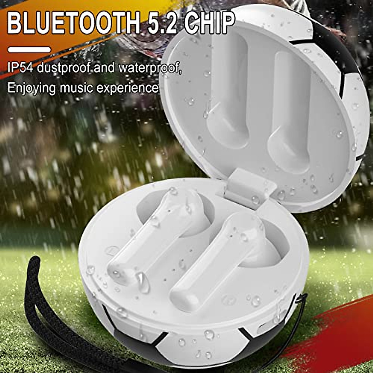 Football Creative Headset, Wireless Bluetooth Headset, High Definition Resolution 10mm Unit, Two Ear Call Stereo, Waterproof, for Sports