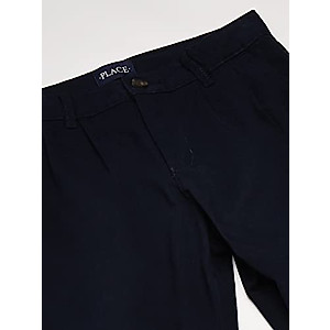 The Children's Place Boys' Uniform Pleated Chino Pants, New Navy, 8 husky