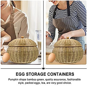 YARNOW Bamboo Woven Basket with Lid Rattan Braid Chess Cans Wicker Bowls Round Seagrass Baskets Boho Home Decor for Home Kitchen Snake Appetizer Food Storage 28X28CM