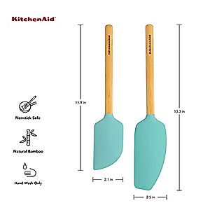 KitchenAid Bamboo Spatula Set, 2-Piece, Aqua Sky 2